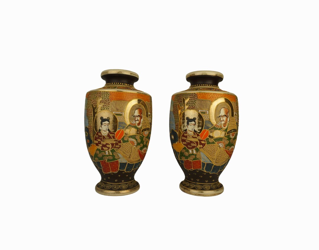 Antique Satsuma Vases Set Japanese Porcelain Vases Satsuma - Etsy