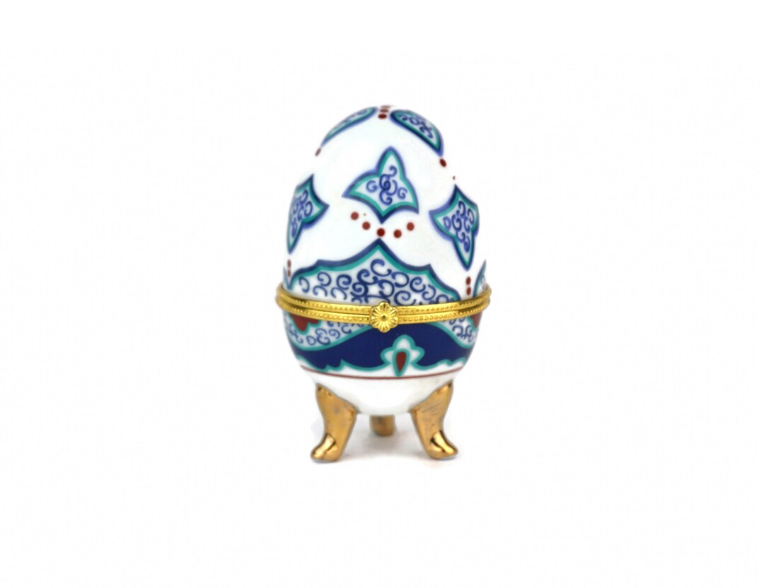 French Porcelain Egg Jewelry Box, Handpainted Porcelain Egg Box - Etsy