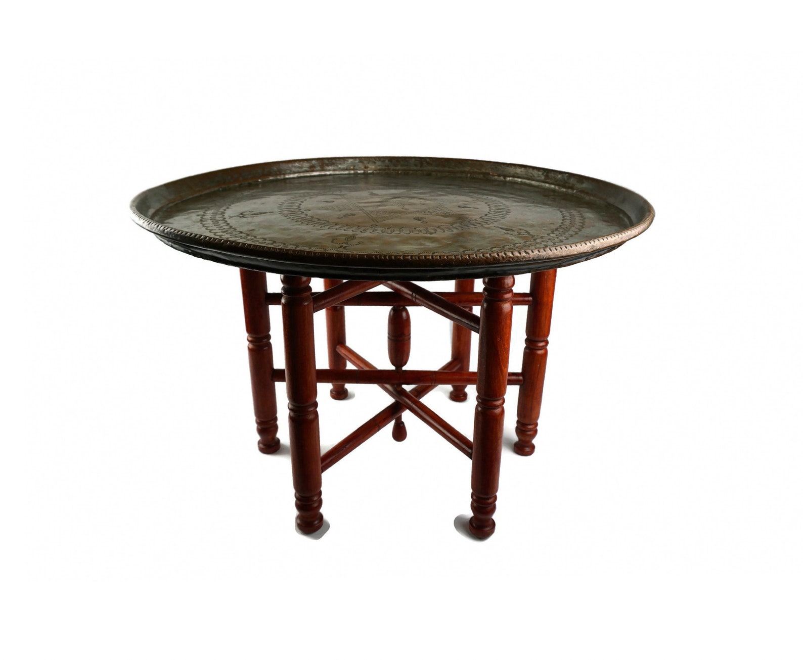 Antique Copper Table Tray Engraved Copper Tray With Wooden - Etsy