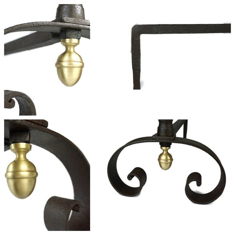 19th Century French Andirons With Brass Decoration, Vintage Fireplace ...