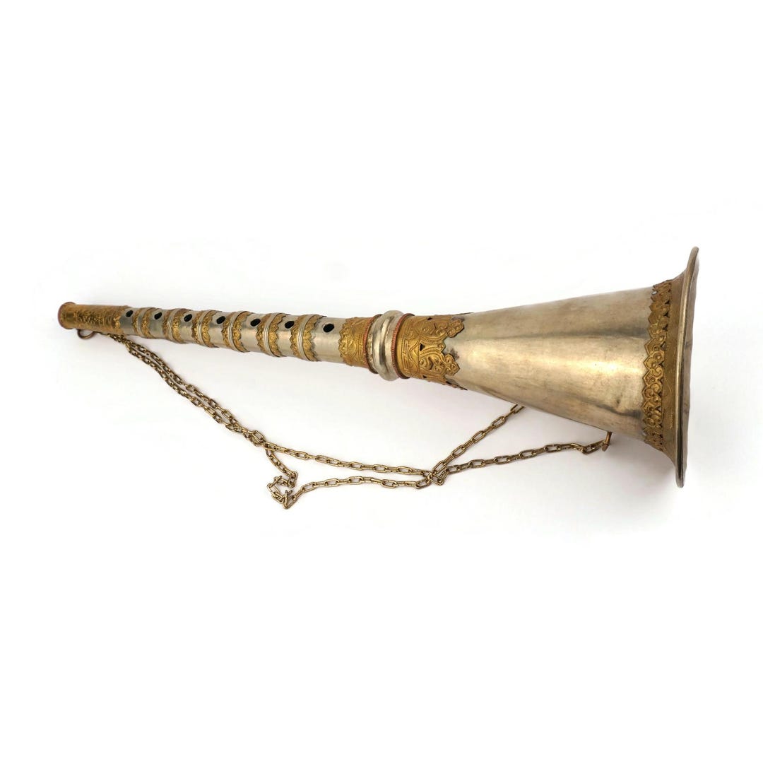 19th Century Gyaling, Tibetan Trumpet, Decorative Indian Horn, Antique ...