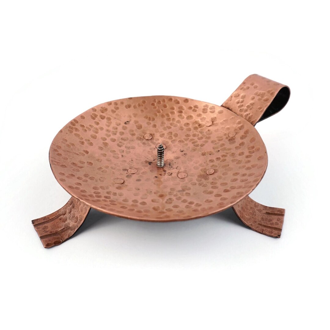 Antique Copper Candle Holder With Handle, Vintage Hand Made Copper ...