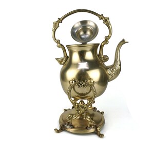 Antique Brass Teapot With Stand, Ship Teapot, Vintage Teapot, Brass ...
