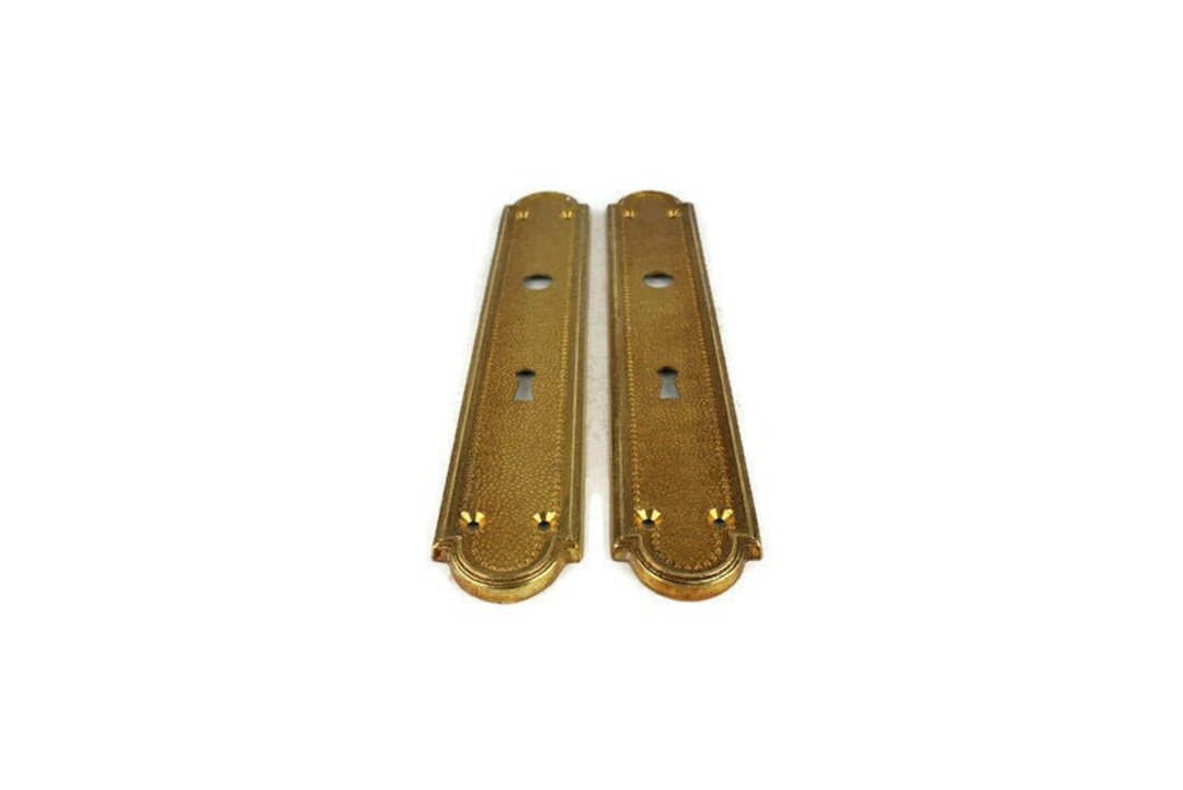 Vintage Pair Brass Door Lock Plates - Etsy