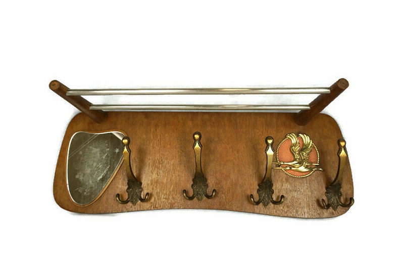 Vintage Wooden Coat Rack With Mirror Wooden Large Coat Rack - Etsy