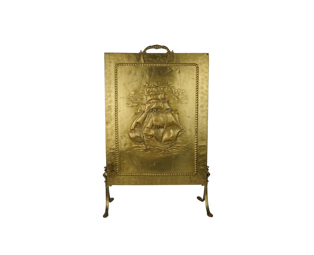 Antique Firescreen Ship Fireplace Screen English Brass - Etsy