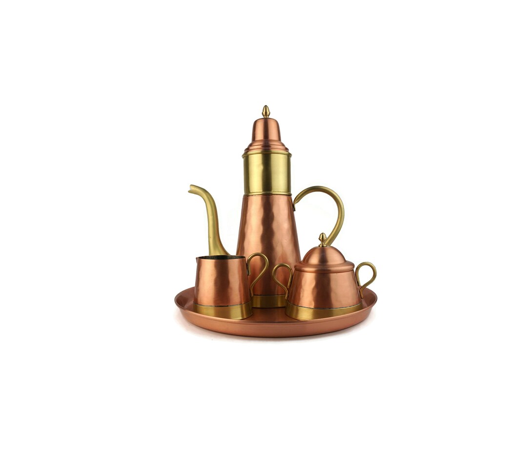 Copper Coffee Tea Set With Tray, Copper Teapot, Copper Sugar Bowl ...