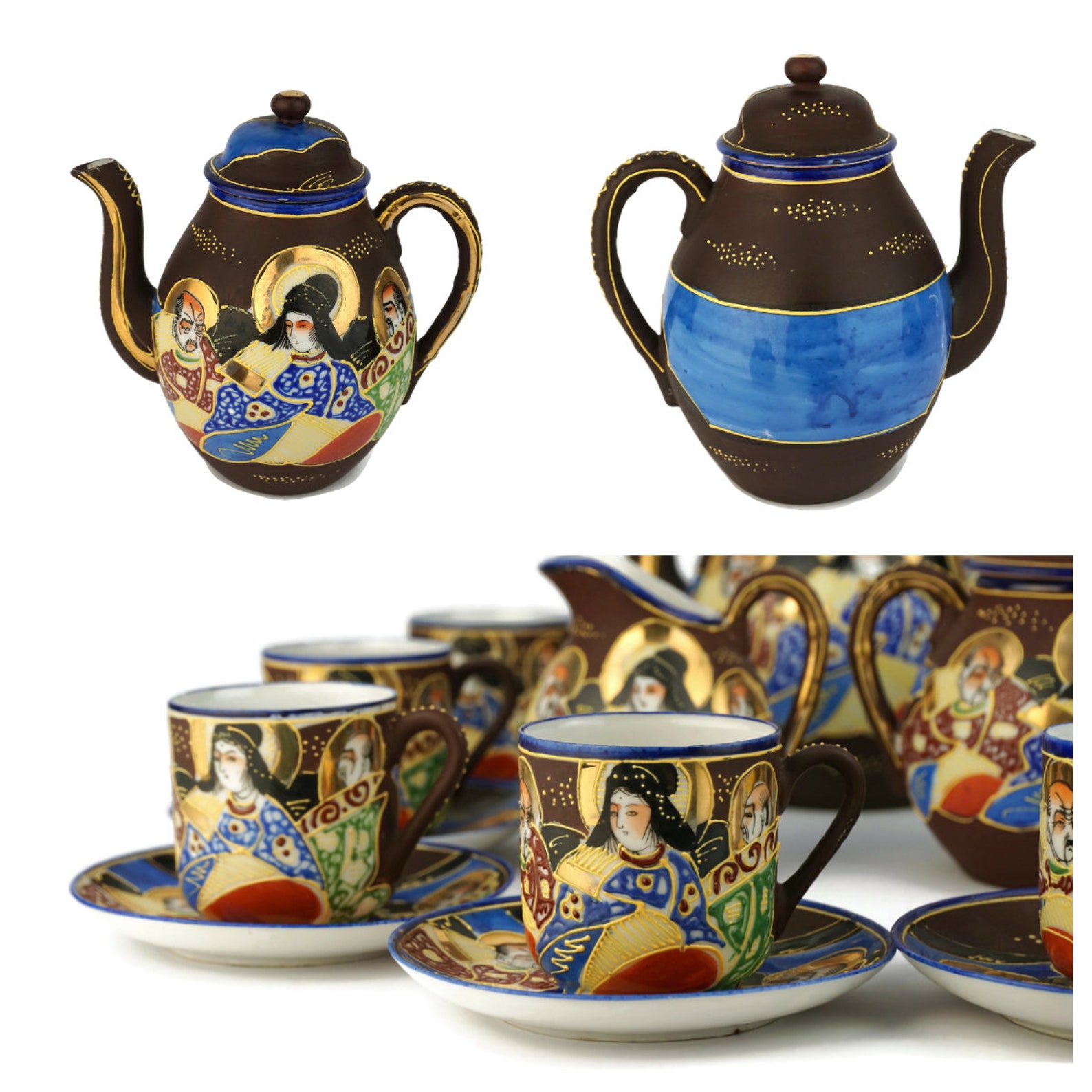 Antique Japanese Porcelain Coffee Tea Set, Hand Painted Porcelain Tea ...