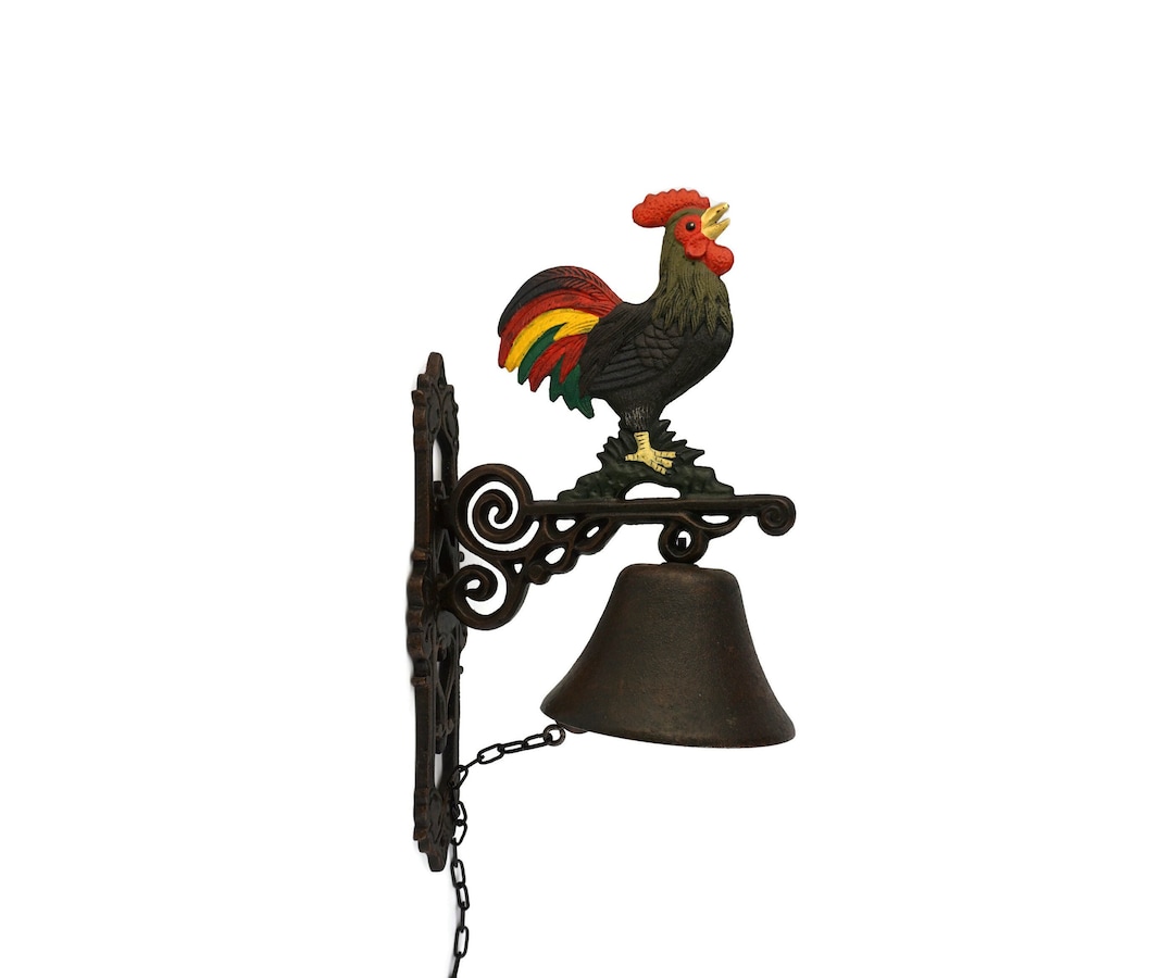 Vintage Door Bell, Cast Iron Door Bell With Rooster, Antique Door Bell ...