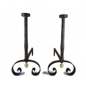 19th Century French Andirons With Brass Decoration, Vintage Fireplace ...