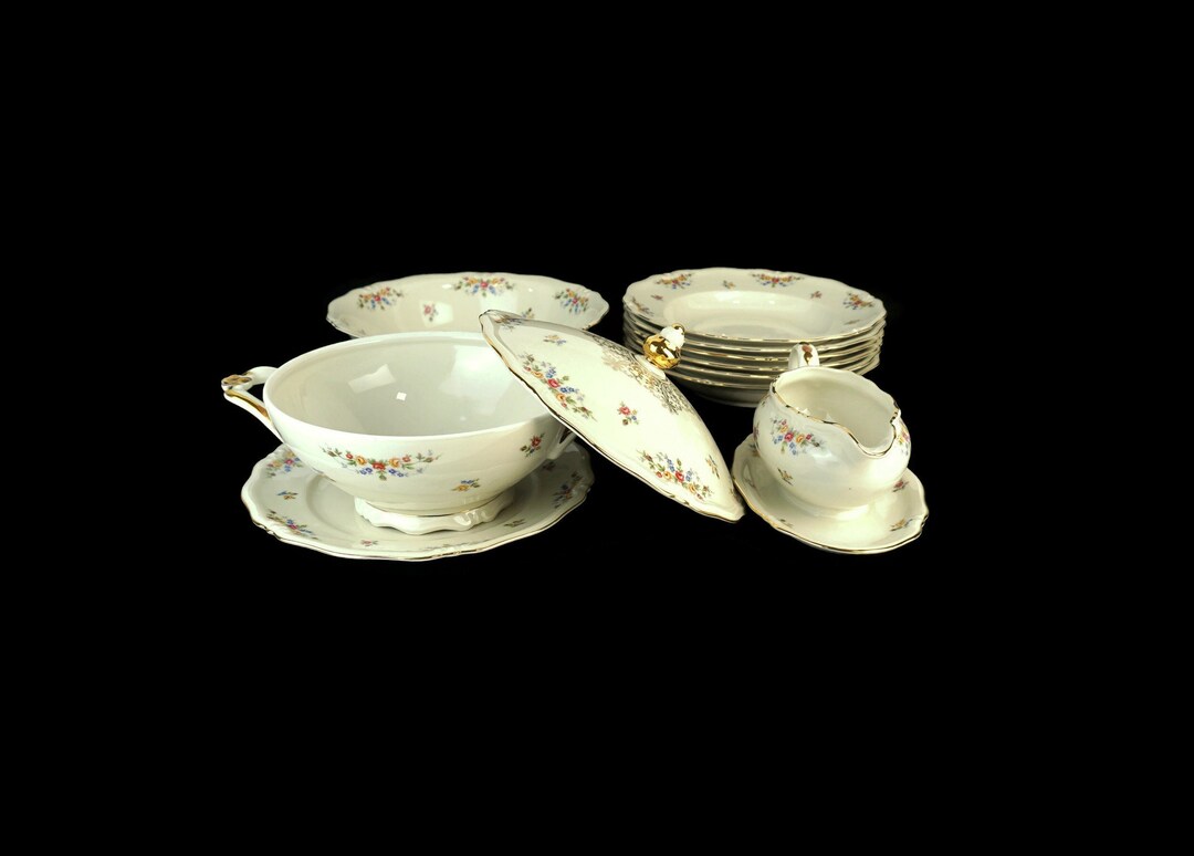 Vintage Porcelain Coffee Tea Set, Bavarian Porcelain Serving Set ...