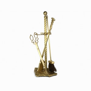 Antique Brass Fireplace Tool Set, Large Fireplace Tool Set, Fireplace ...