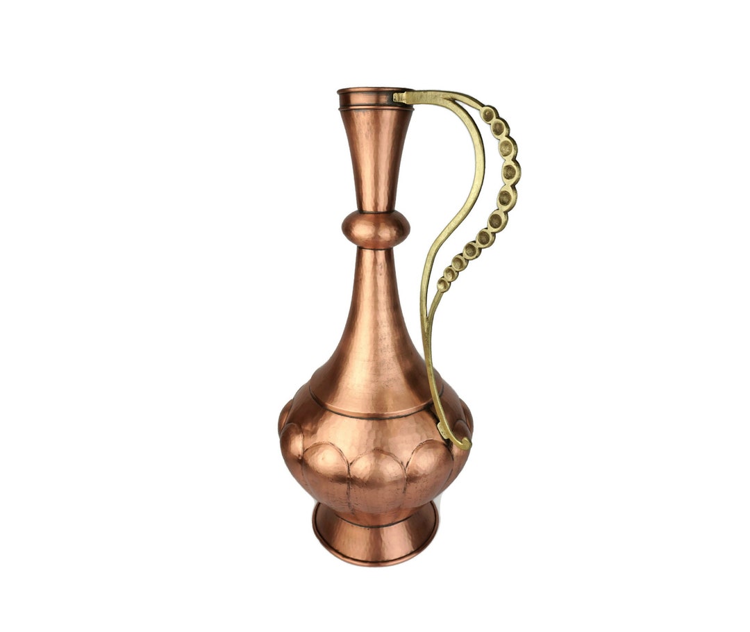 Antique Copper Vase, Vintage Copper Pitcher Vase, Handmade Copper Vase ...