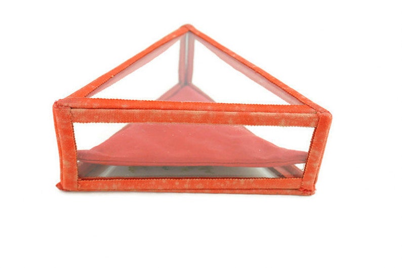 Vintage Glass Jewelry Box, Glass Ring Box, Triangular Trinket Box - Etsy