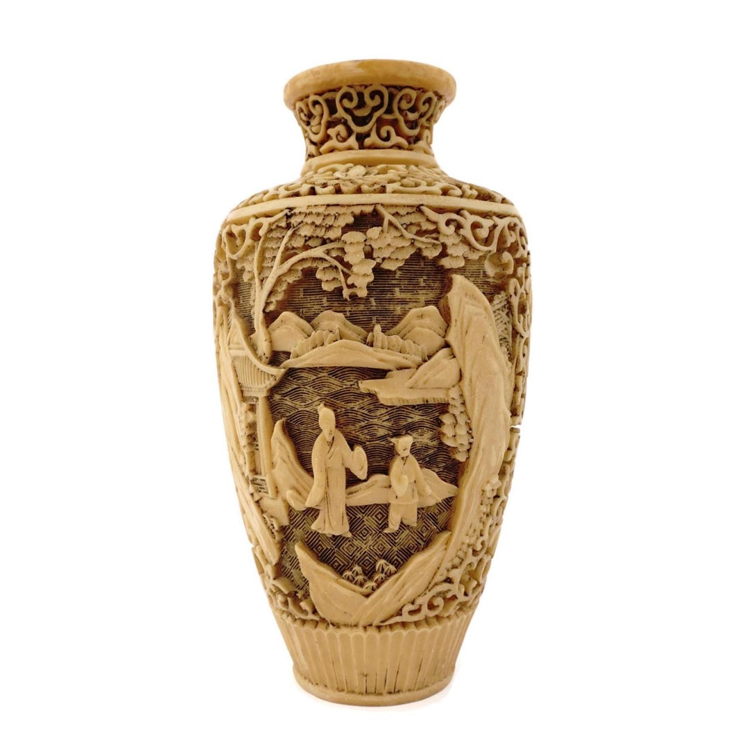 Antique Large Resin Vase, Vintage Resin Chinese Vase - Etsy