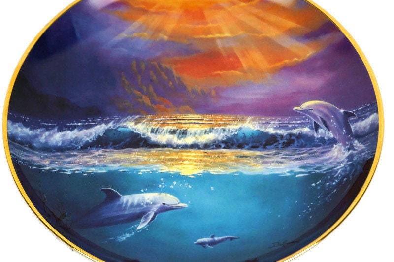 Collectible Dolphin Porcelain Plate Franklin Mint Limited - Etsy