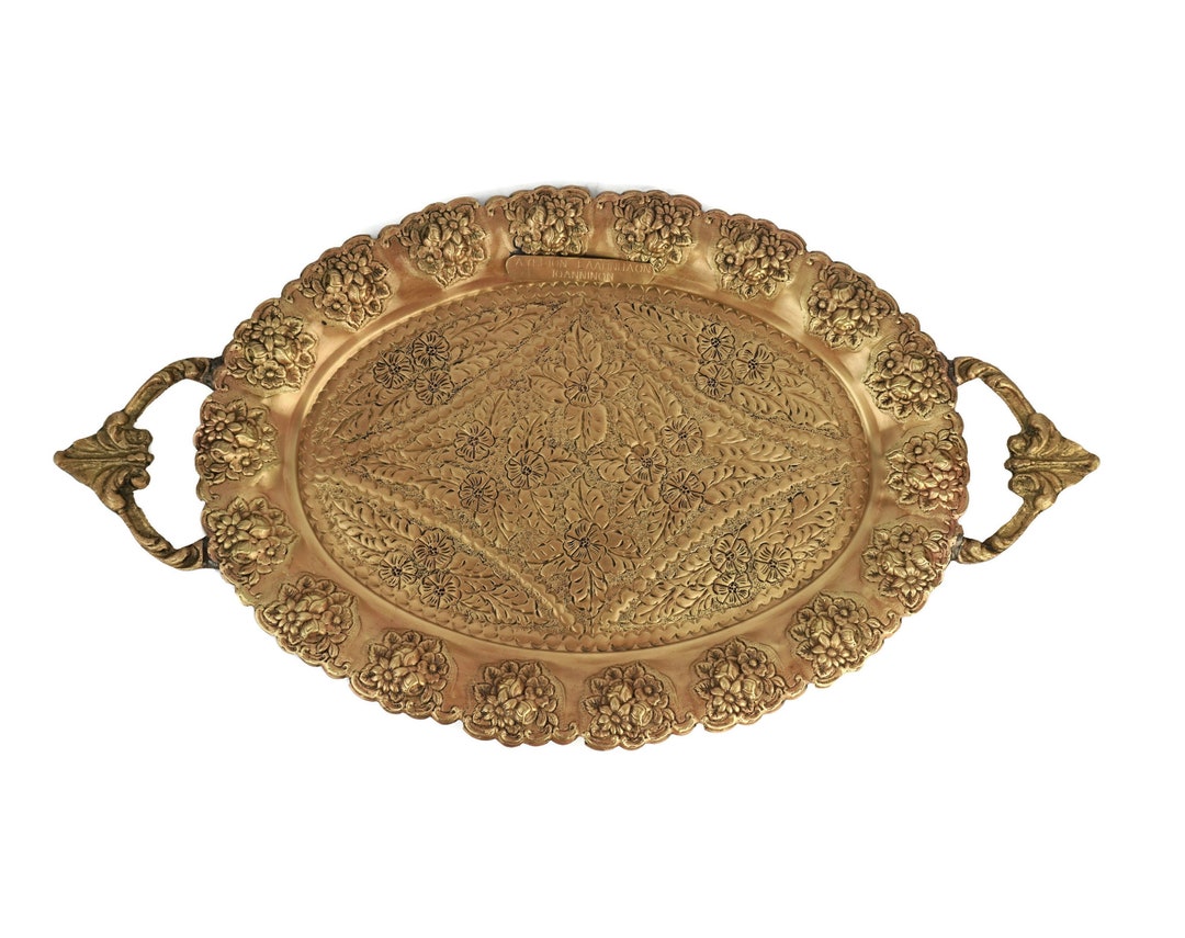 Antique Greek Tray Handmade Brass Tray Greece - Etsy
