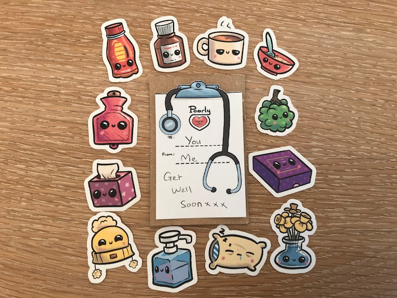 Get Well Soon Stickers | Self Care Planner Sticker Pack | | Brainblips ...