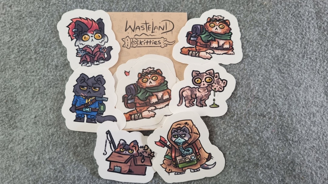 Wasteland Cat Stickers | Post-apocalyptic Sticker Pack | Brainblips - Etsy