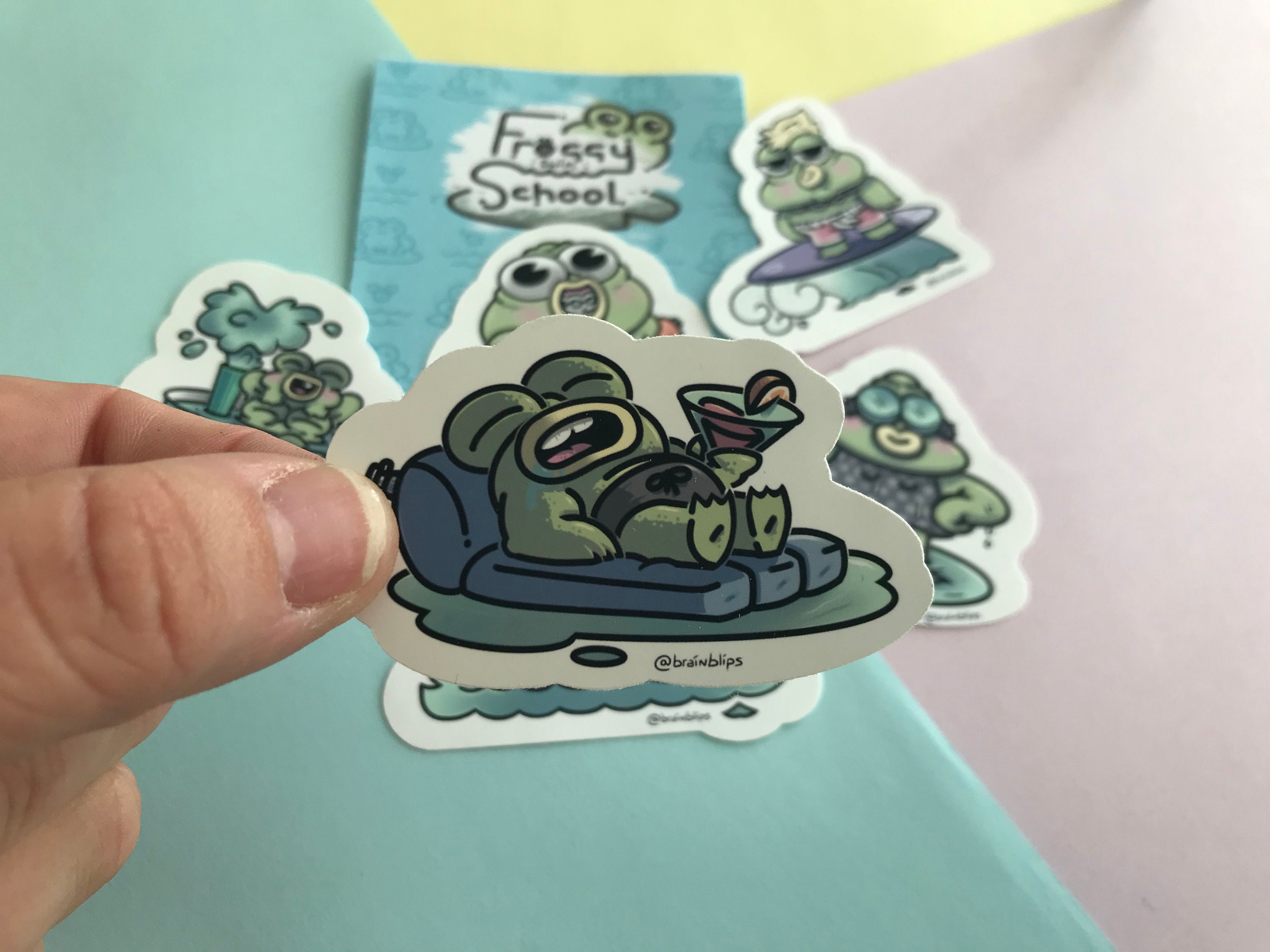 Frogs Swimming Sticker Pack | Brain Blips - Etsy