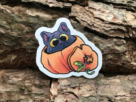 Scaredy Cat Stickers Halloween Vinyl Sticker Fall Sticker - Etsy