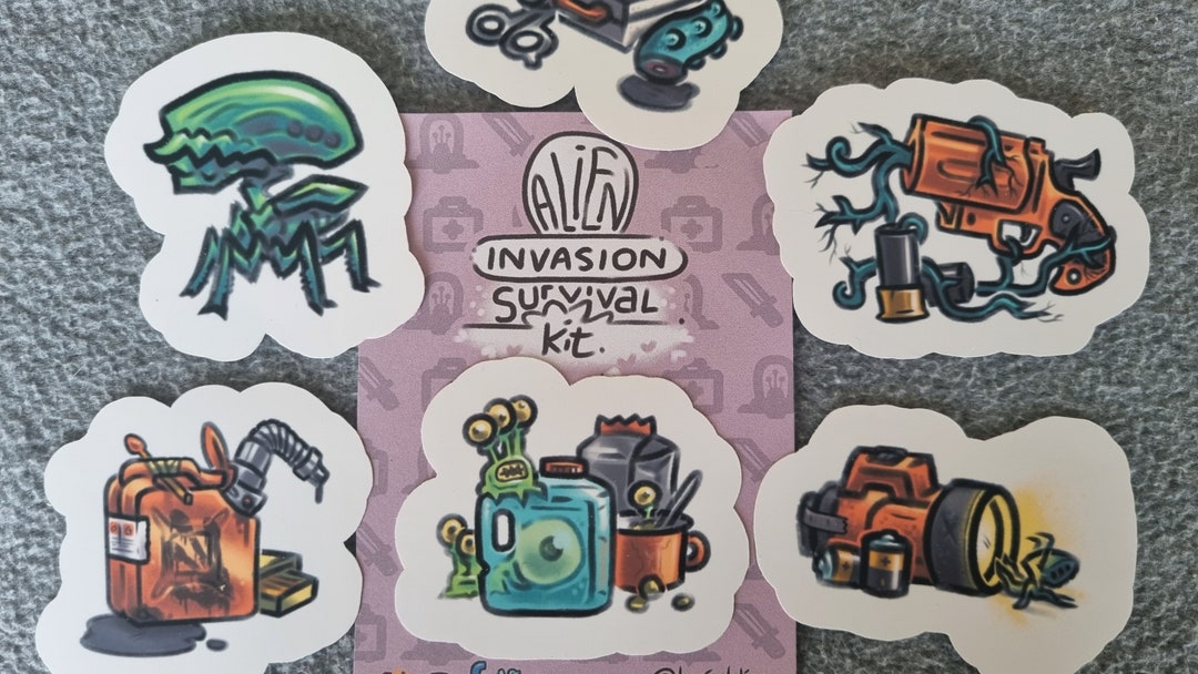 Alien Invasion Sticker Pack | Survival Kit Stickers | Brainblips - Etsy