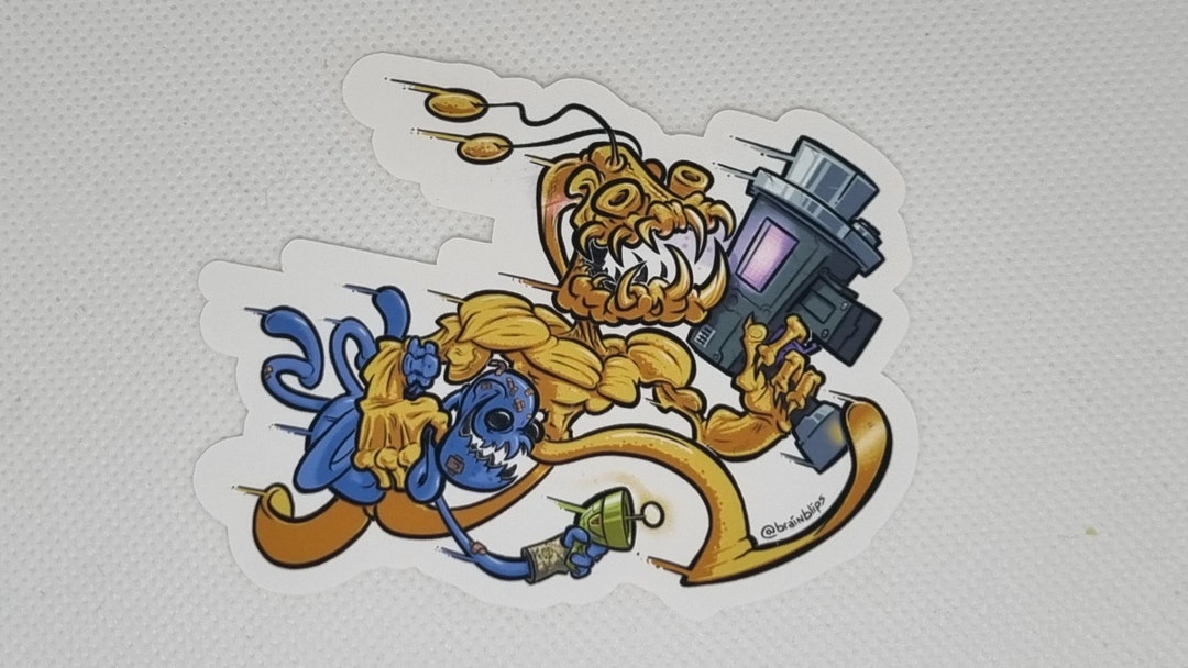 Alien Gunner Sticker Brainblips - Etsy