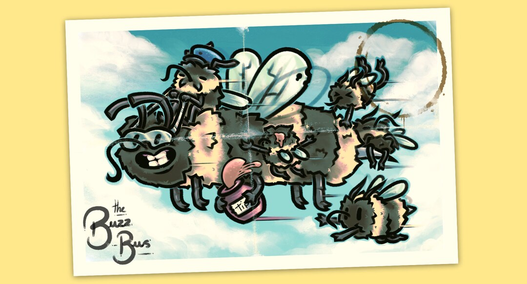 Vintage Bee Wall Art | Buzz Bus | Brainblips - Etsy