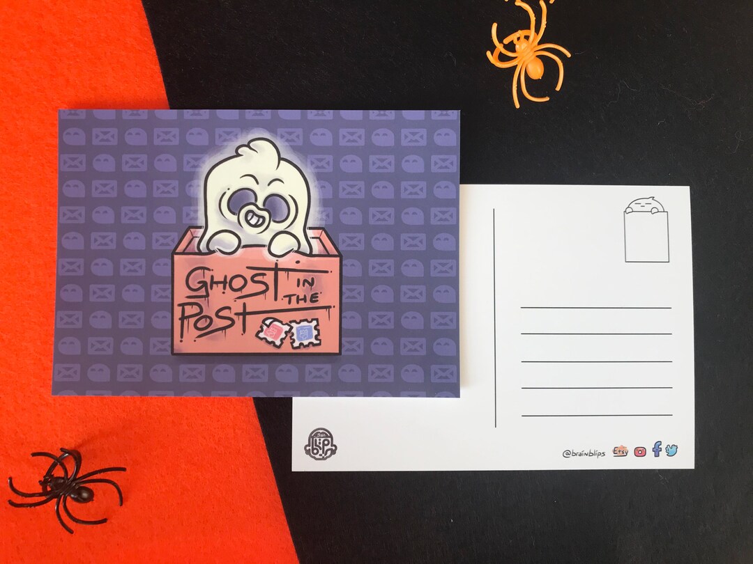 Cute Ghost Postcard Ghost in the Post Brainblips - Etsy
