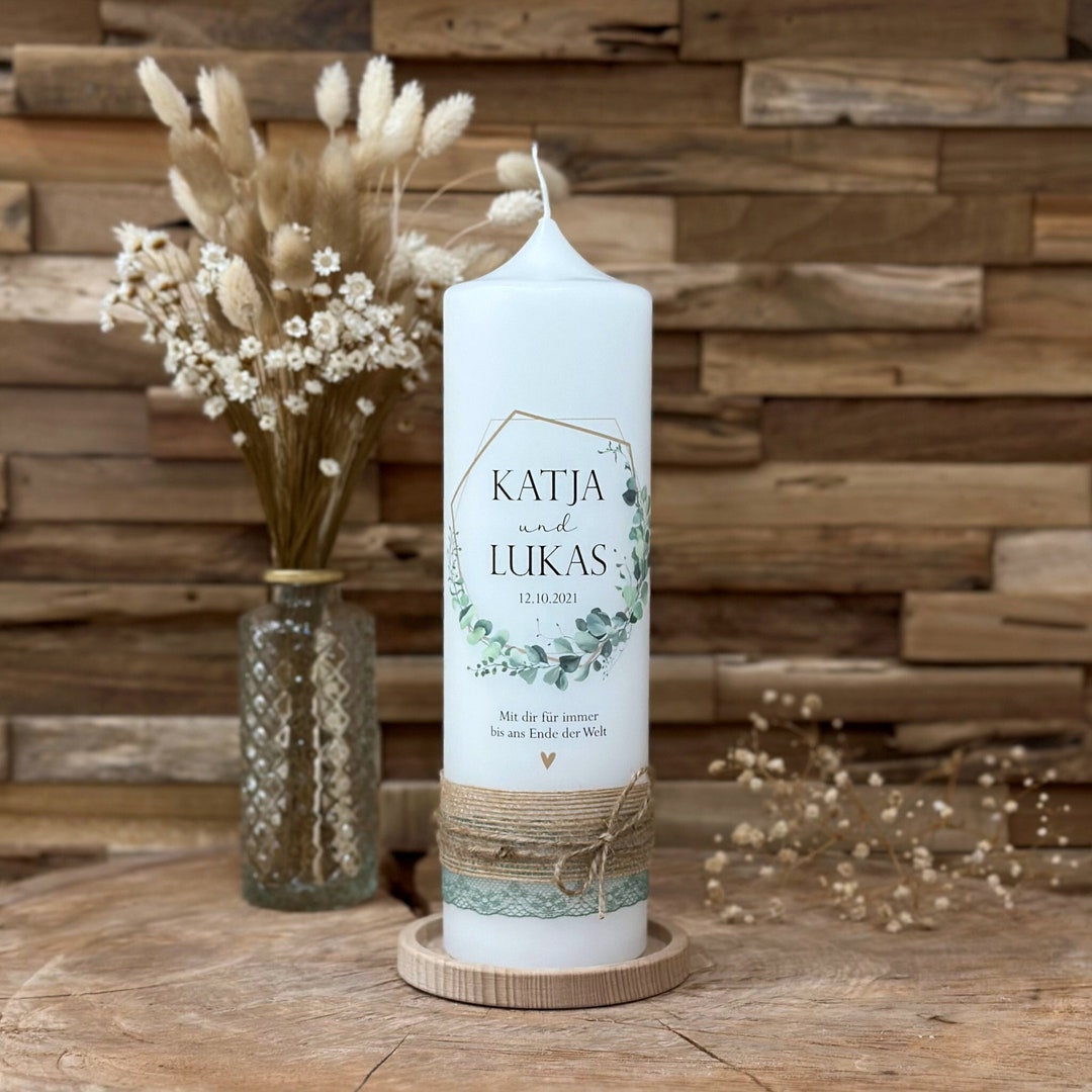 Wedding Candle eucalyptus Katja & Lukas - Etsy