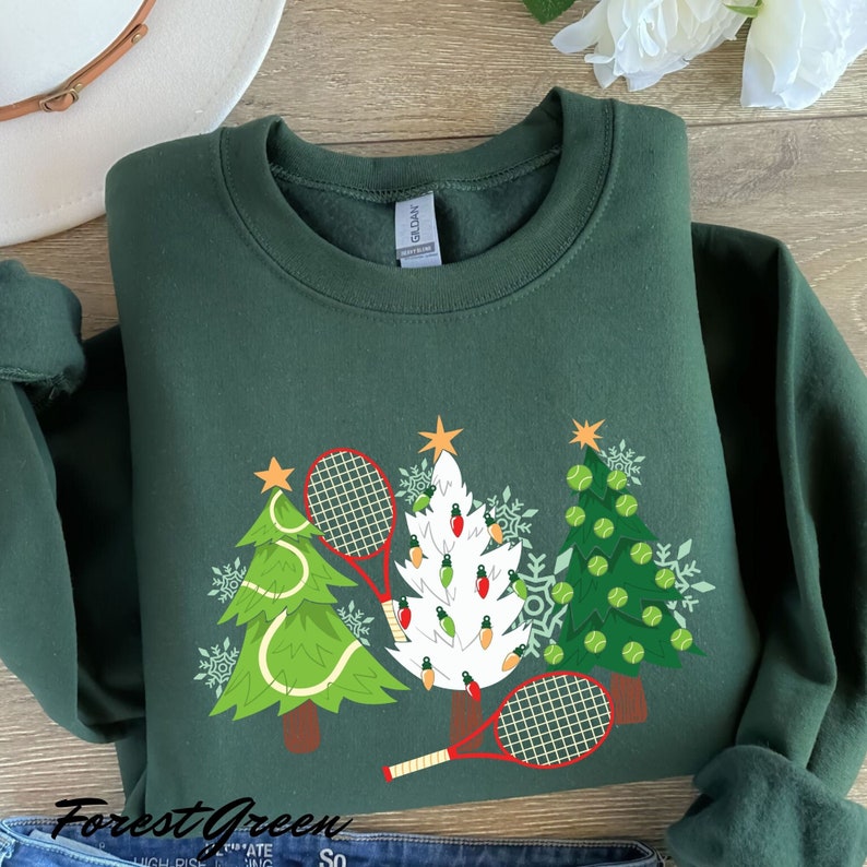 Tennis Christmas Tree Sweatshirt, Tennis Holiday Christmas Sweatshirt ...