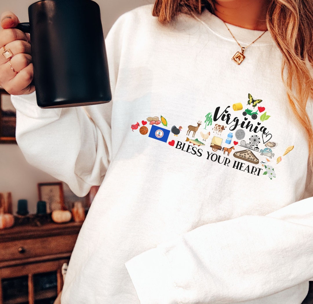 Virginia State Map Sweatshirt, Home State T-shirt, Virginia Travel ...