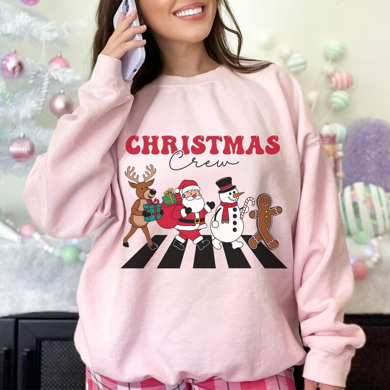 Christmas Crew Santa Crossing the Road Sweatshirt, Merry Christmas ...