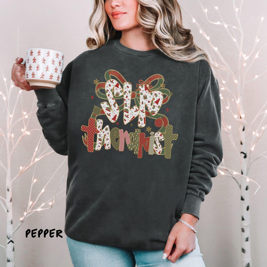 Trendy Coquette Christmas SLP Comfort Colors Sweatshirt, Cute Preppy ...