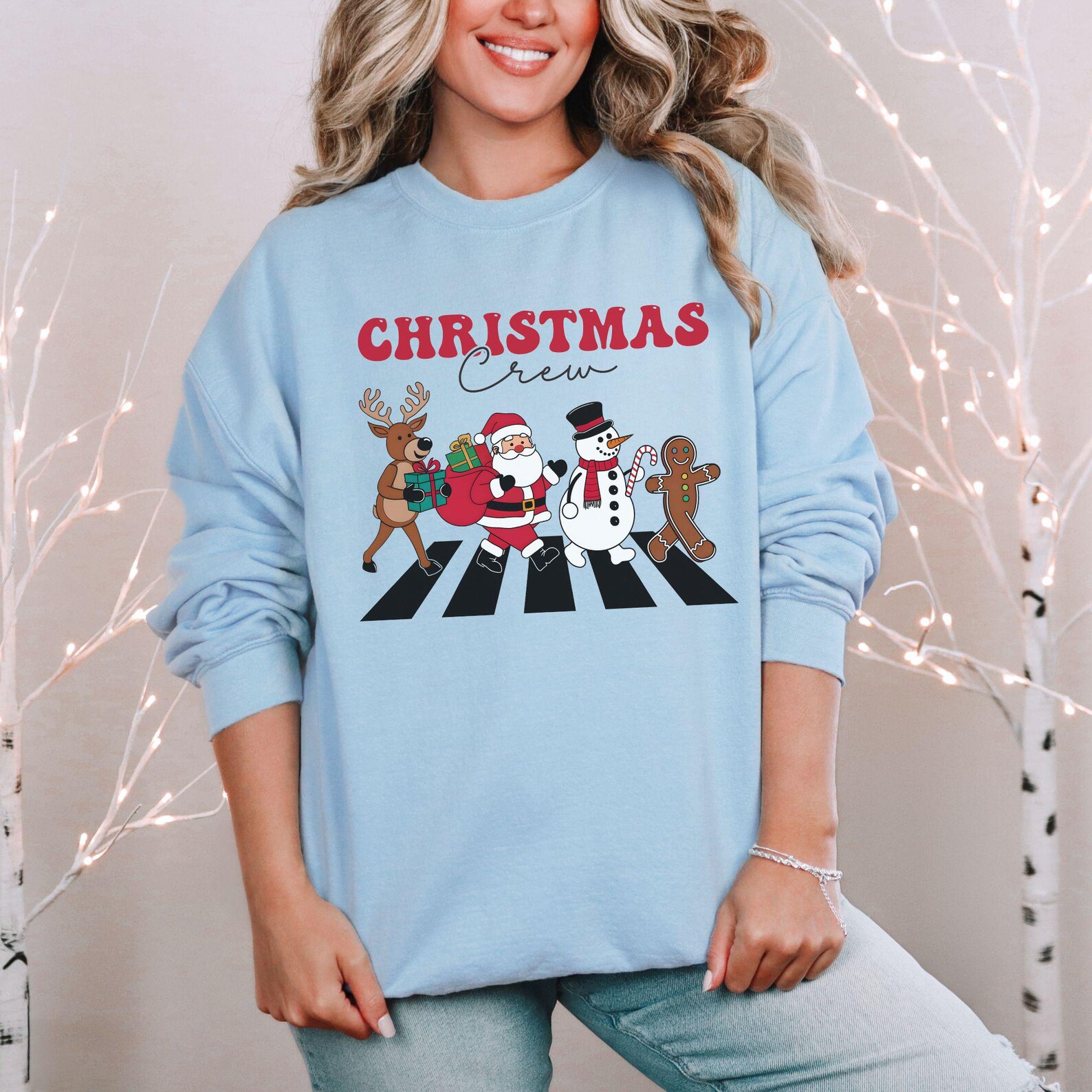 Christmas Crew Santa Crossing the Road Sweatshirt, Merry Christmas ...