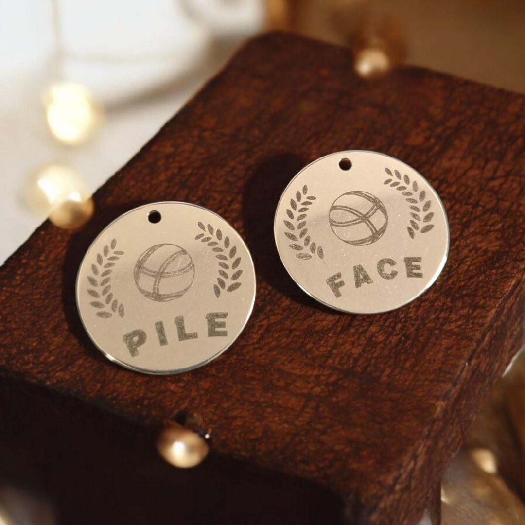Médaille Pile ou Face en Acier Inoxydable , avec trou , Élégante et ...