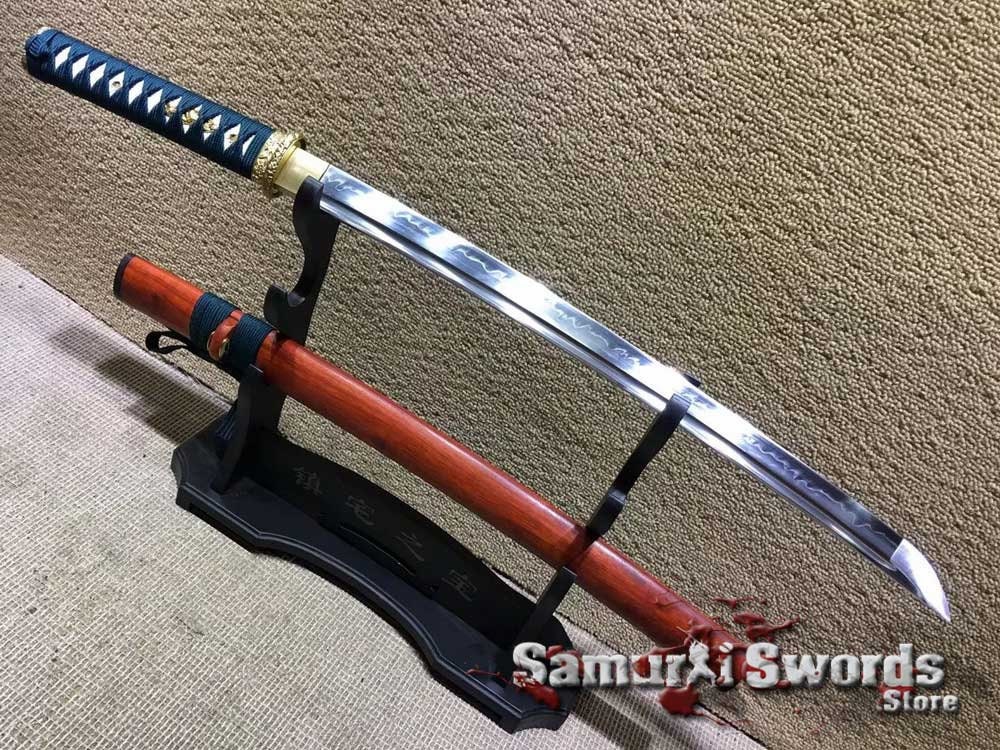 Japanese Samurai Sword Set With Red Wood Saya Full Tang | Etsy
