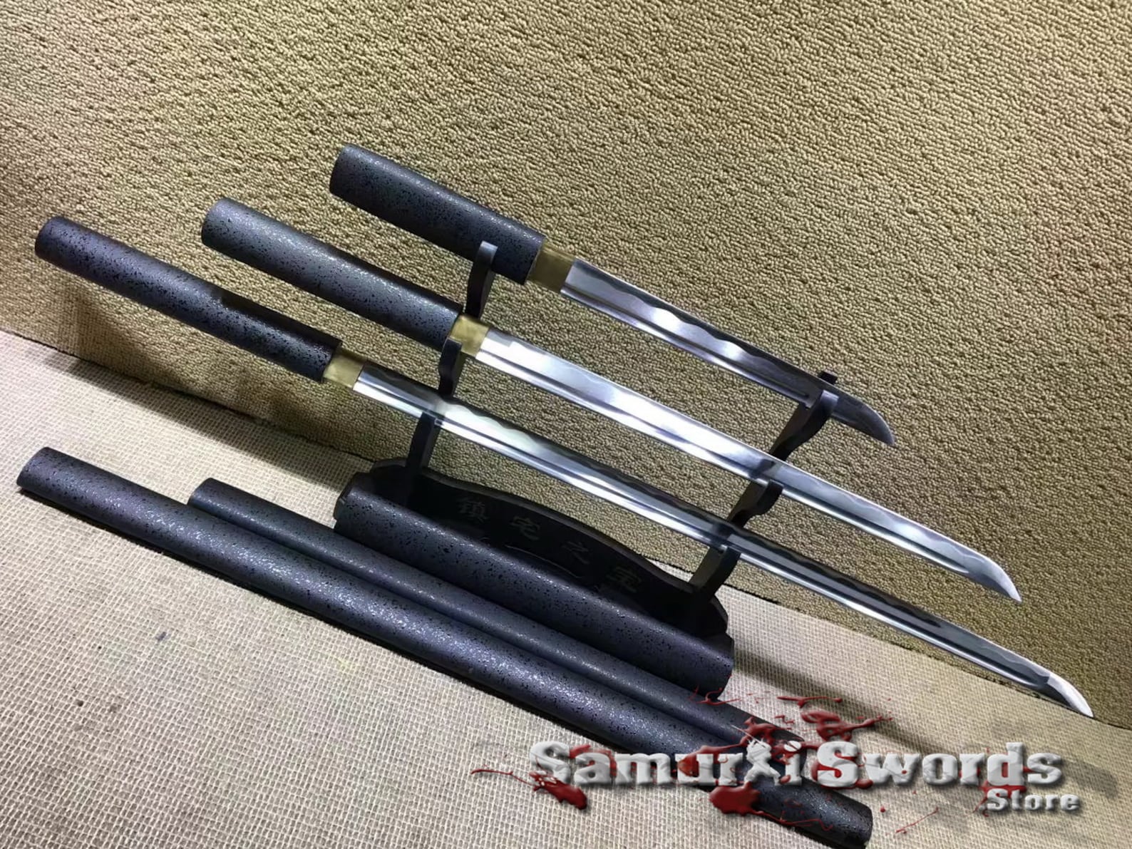 Custom Samurai Sword Set for Sale With Black Hardwood Saya - Etsy