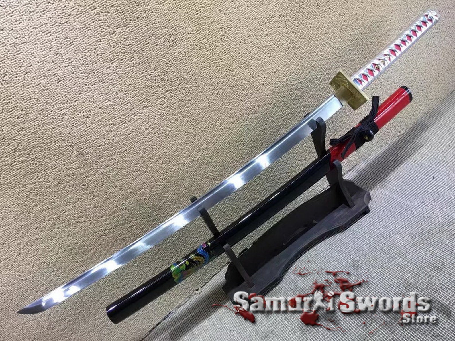 Katana Samurai Sword with Phoenix Inscription Saya Real | Etsy