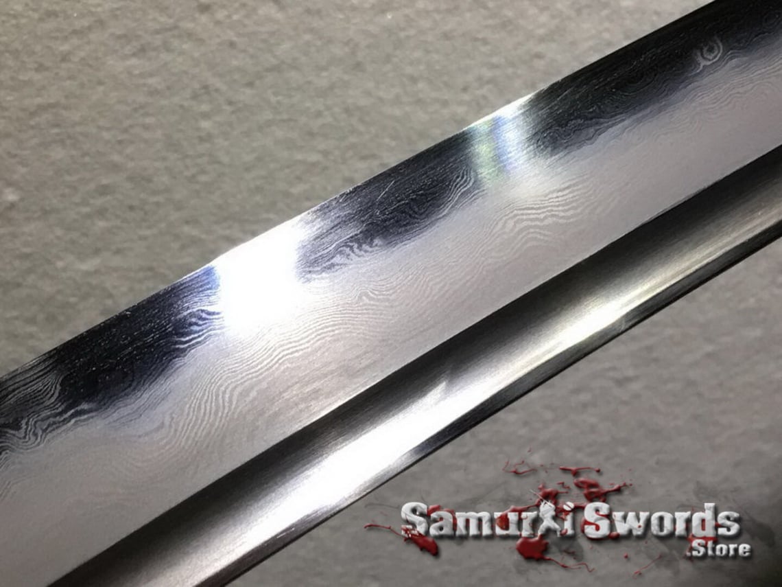 Hand Forged Samurai Katana Sword for Sale With Black Engraved | Etsy