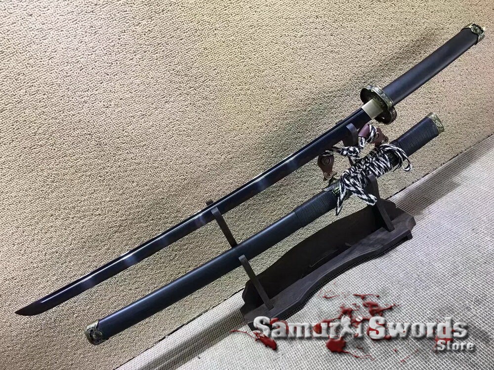 T10 Samurai Tachi Sword With Black Acid Dye Steel Hand Forged - Etsy