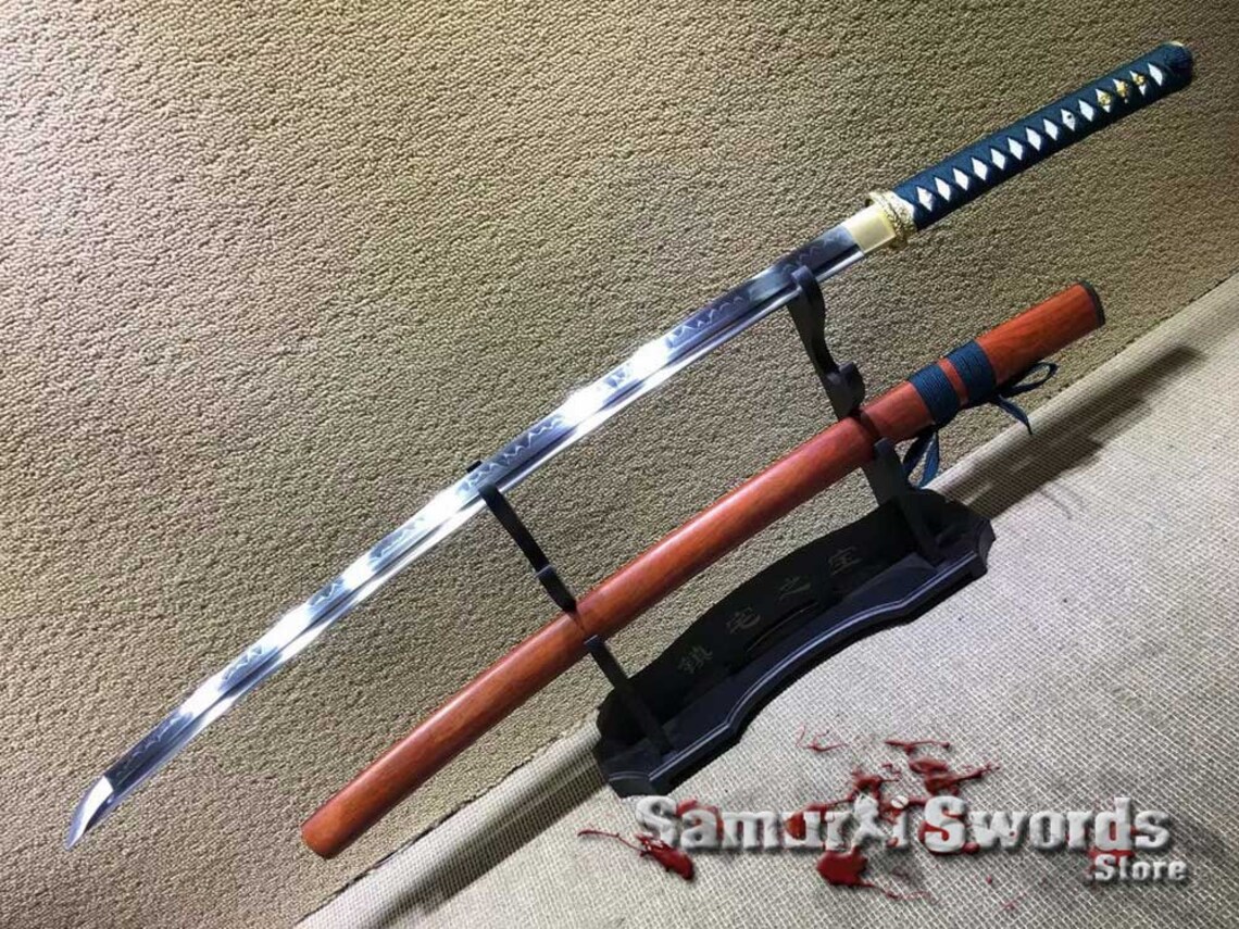 Japanese Samurai Sword Set With Red Wood Saya Full Tang | Etsy