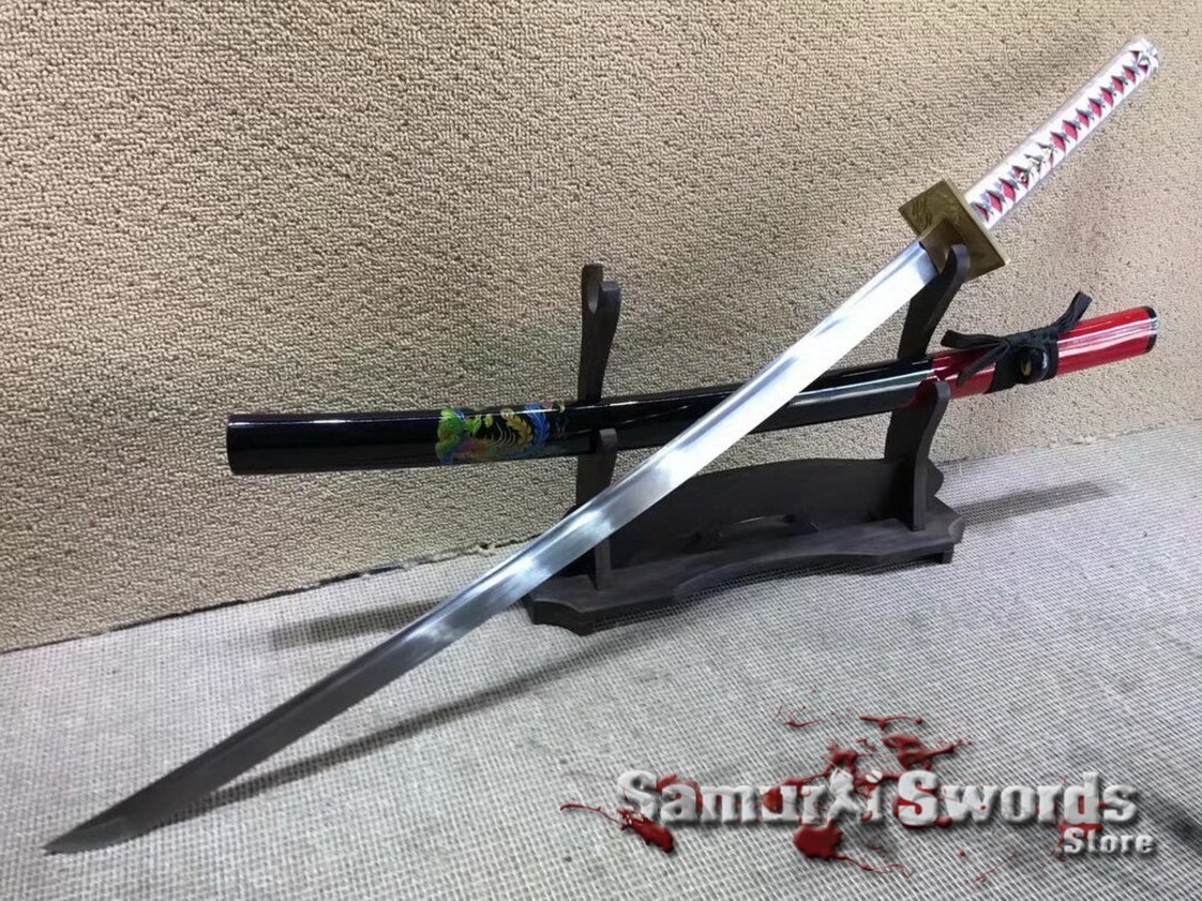 Katana Samurai Sword With Phoenix Inscription Saya, Real Katana Sword ...