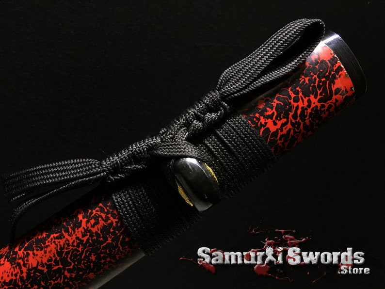1095 Folded Steel Katana Samurai Sword Red Acid Dye Hand - Etsy