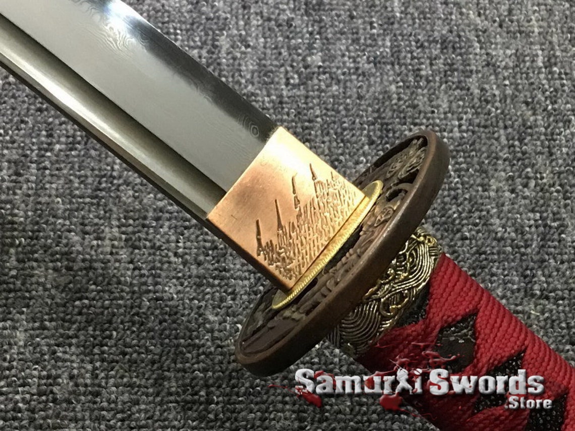 Hand Forged Samurai Katana Sword for Sale With Black Engraved | Etsy