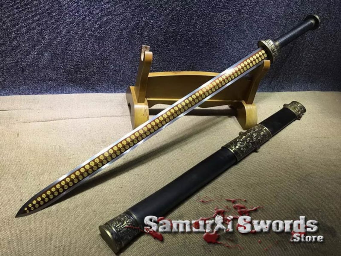 Custom Chinese Jian Sword With Ebony Wood Scabbard Carbon | Etsy