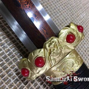 Chinese Jian Blade With Red Acid Dye, Folded Steel 1095 Chinese Sword ...