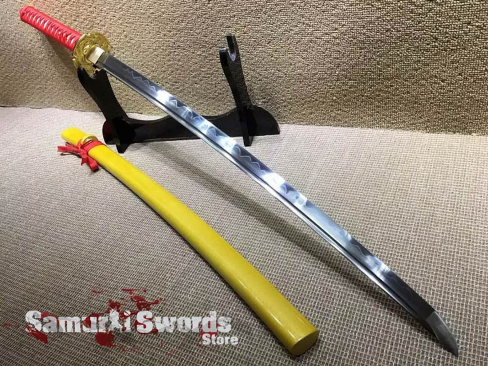 Buy Katana With Yellow Saya Full Tang Samurai Katana Sword - Etsy