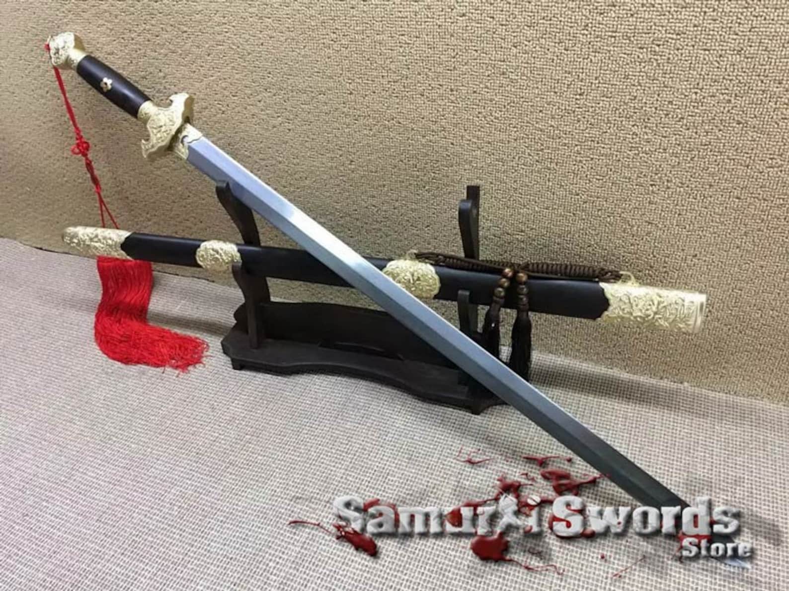Custom Chinese Jian Sword With Brass Fittings Hand Forged - Etsy