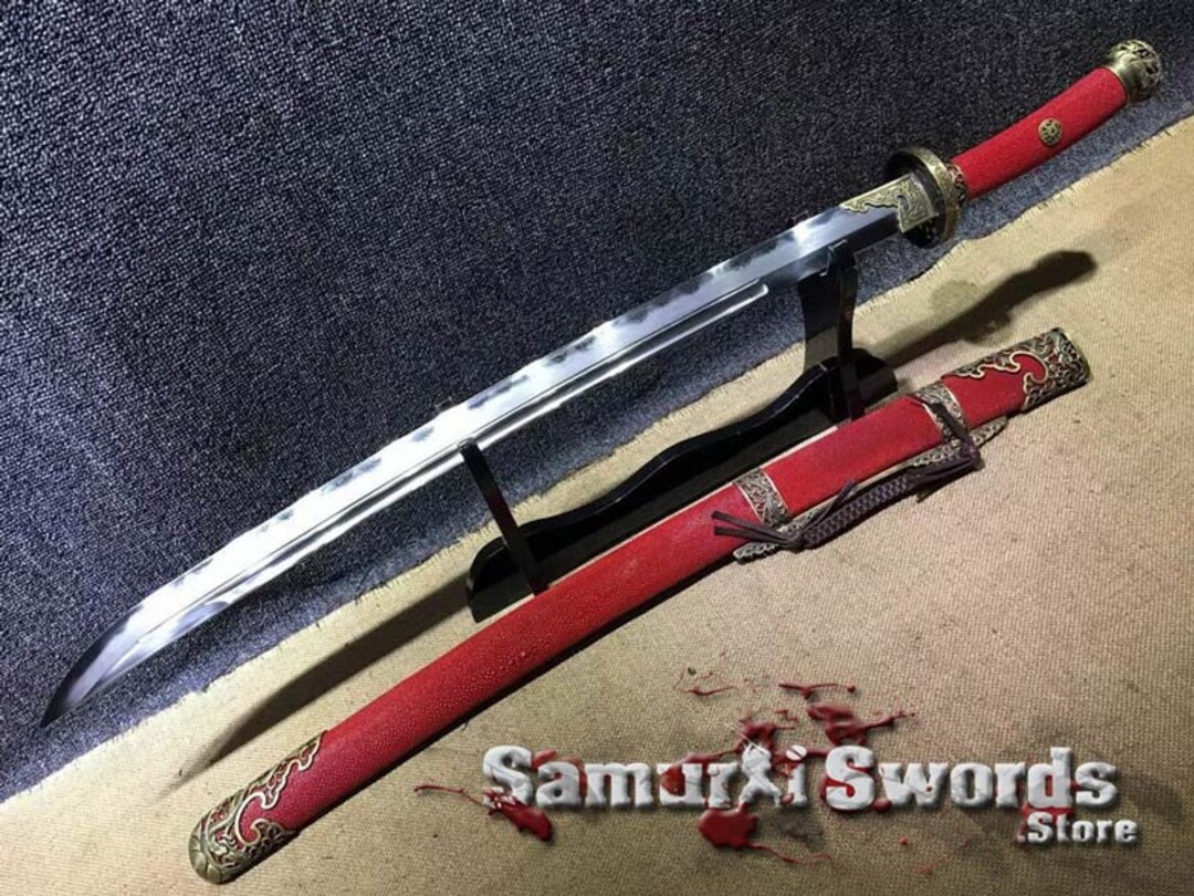 T10 Chinese Dao Sword, Real Chinese Dao for Sale With Red Ray Skin ...